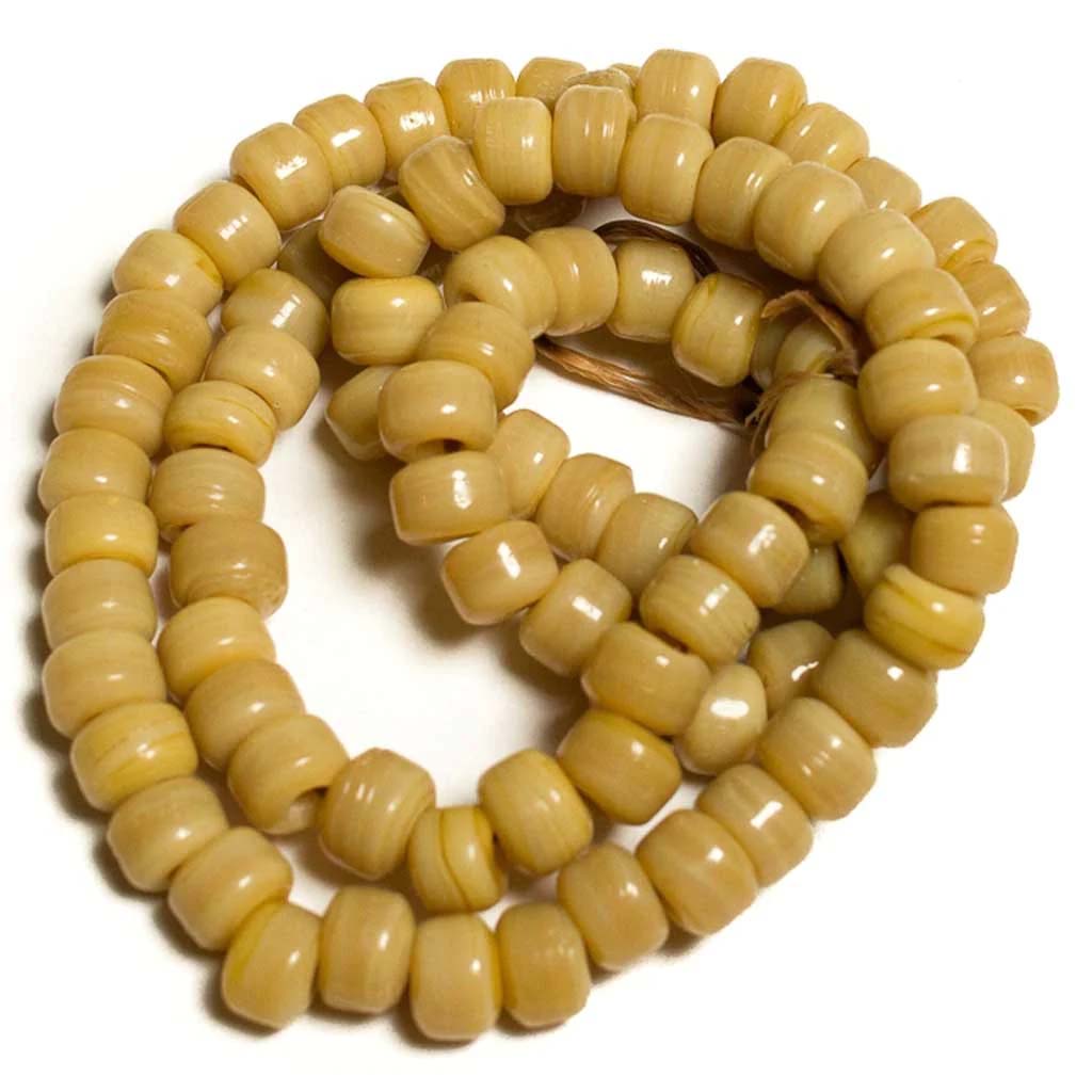 Glass Crow Bead 6x4mm Opaque Beige Uttraksh Enterprises