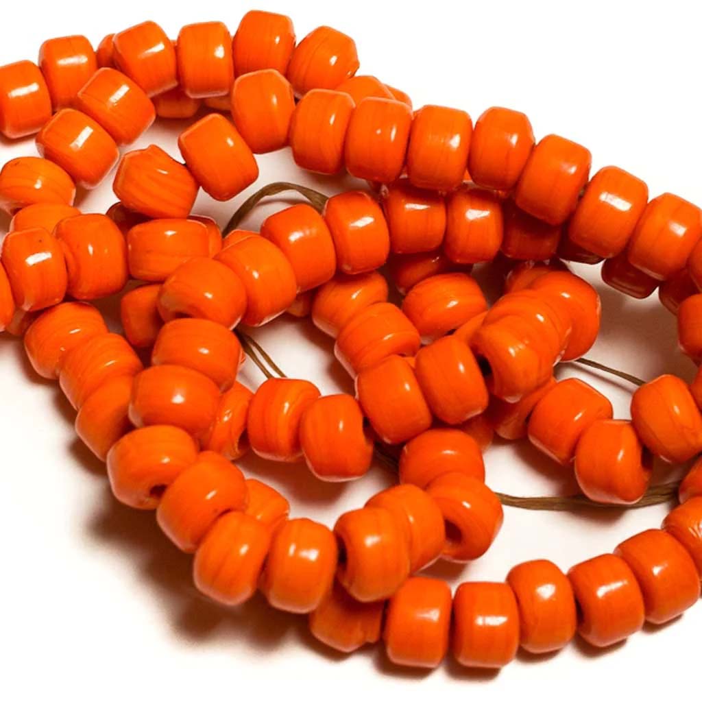 Glass Crow Bead 6x9mm Opaque Orange Uttraksh Enterprises